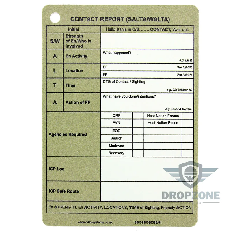 Odin A6 Contact Report SALTA/WALTA Slate card