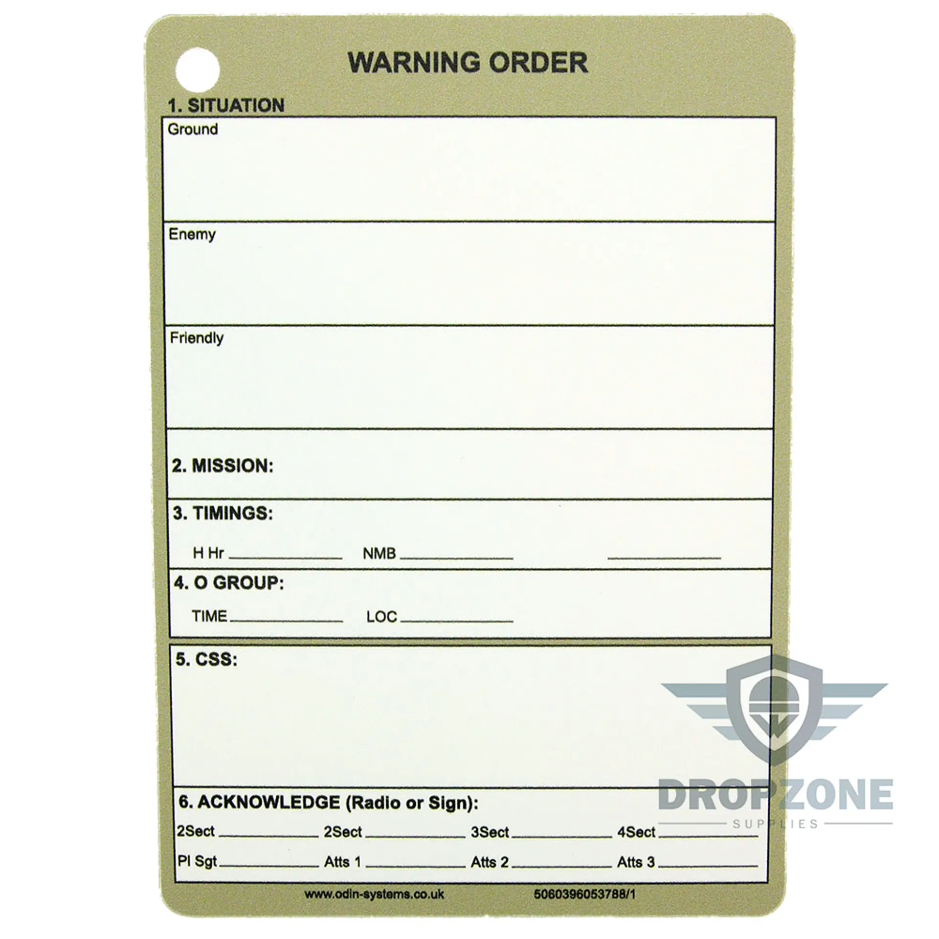 Odin A6 Warning Order Slate Card