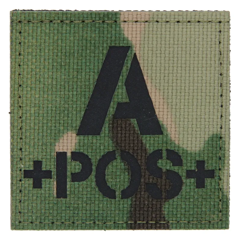 First Strike Multicamo IR Blood Group Hook and Loop Patch A POS