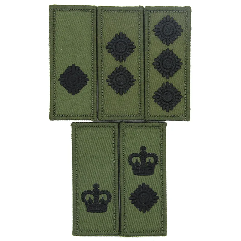 Olive Green Black Hook and Loop Officers Rank Patch