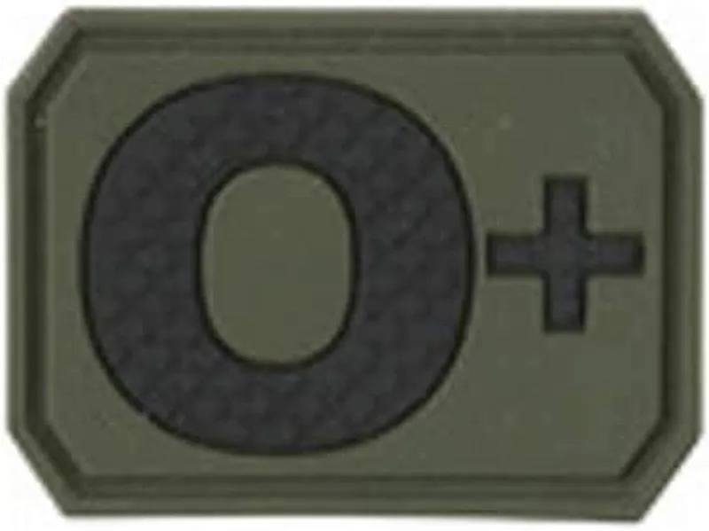 Olive Hook and Loop PVC Blood Group Patch: O Pos