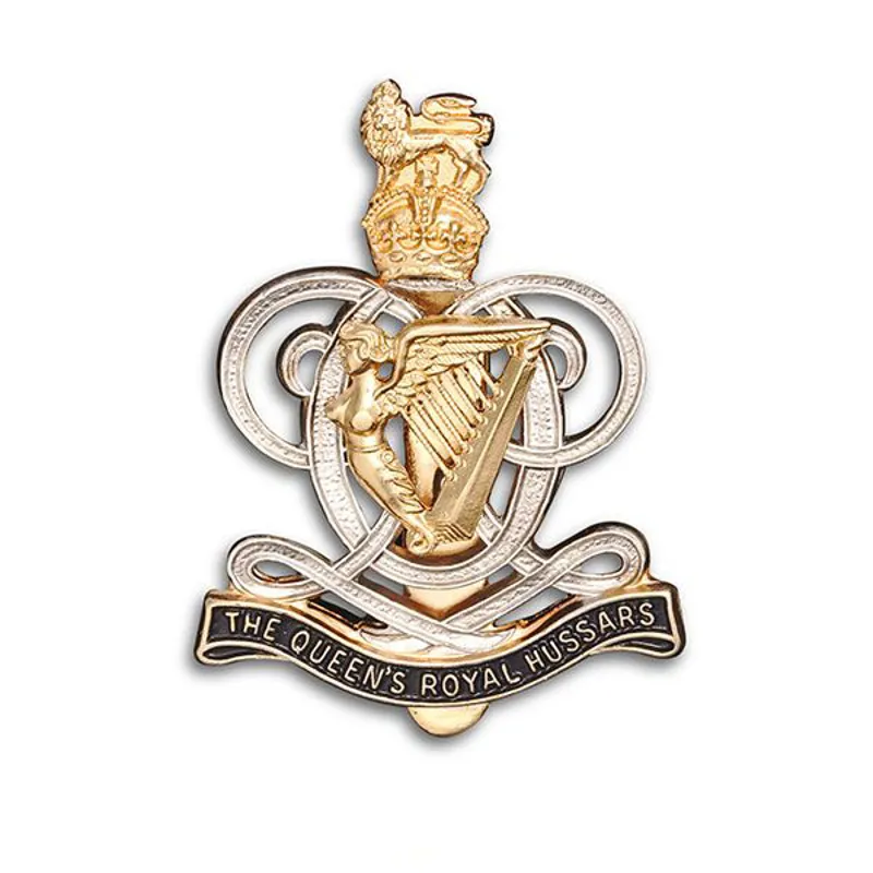 Queens Royal Hussars Kings Crown Cap Badge