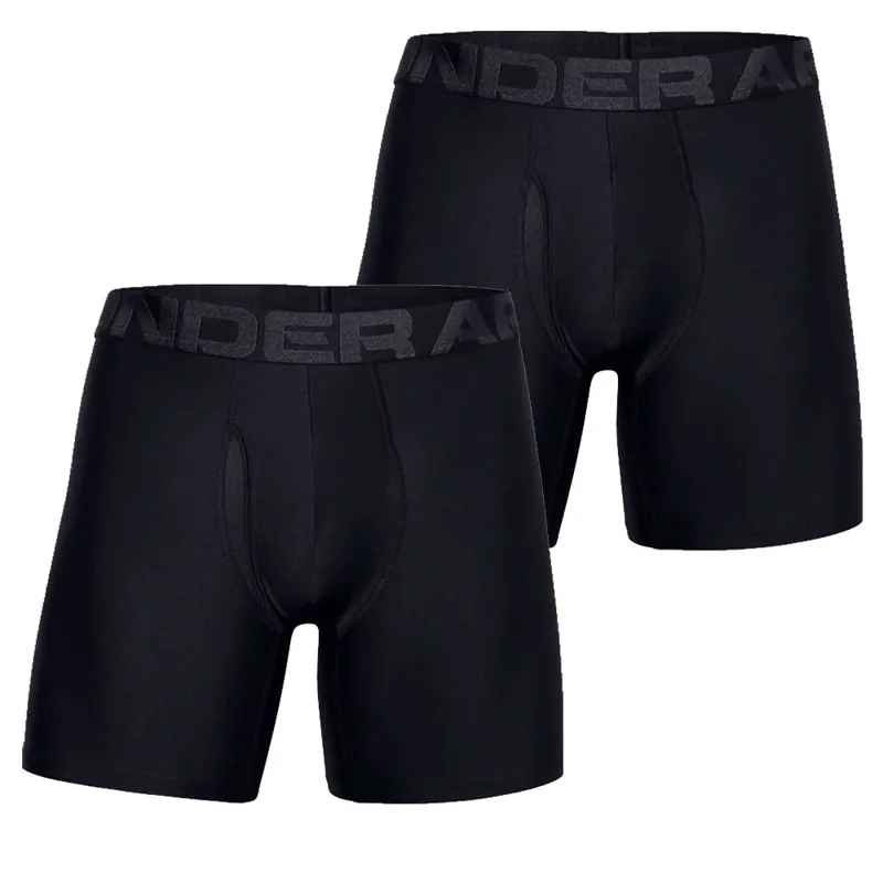 Under Armour Tech 6 Inch Boxer Jocks Black 2 Pack